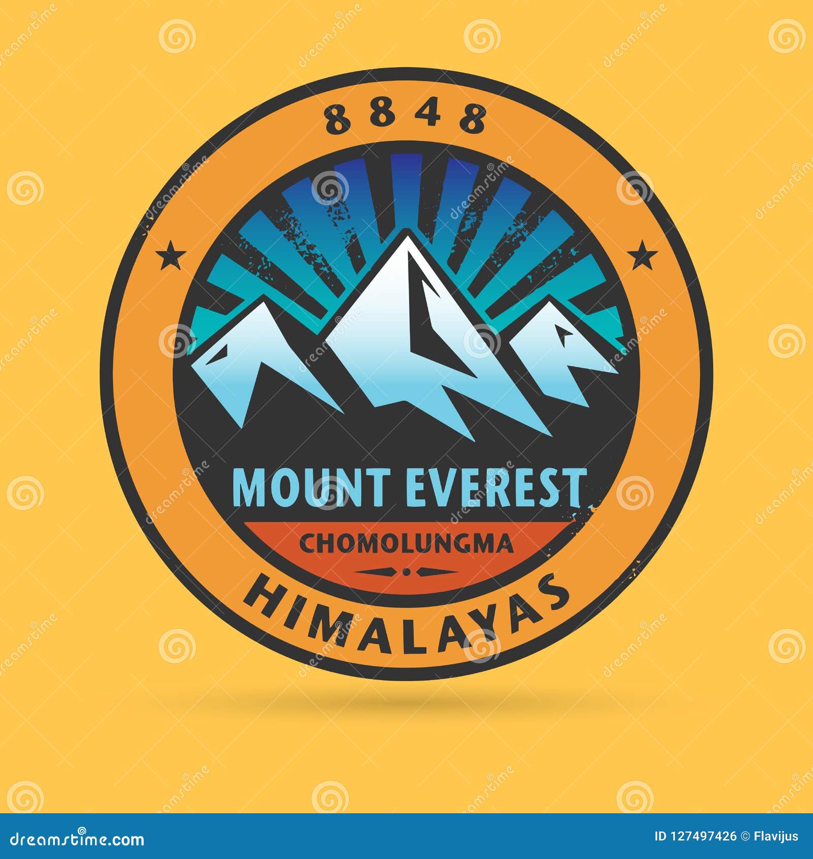 Stamp or Label with the Mount Everest Stock Vector - Illustration of ...