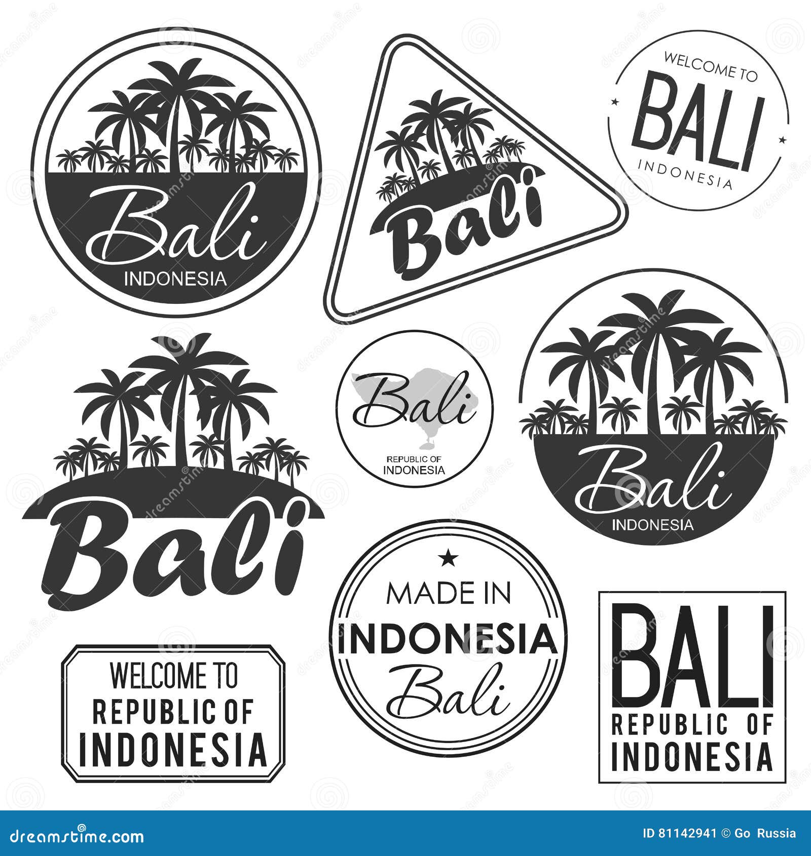 Stamp or Label with the Name of Bali Island, Vector Illustration Stock ...