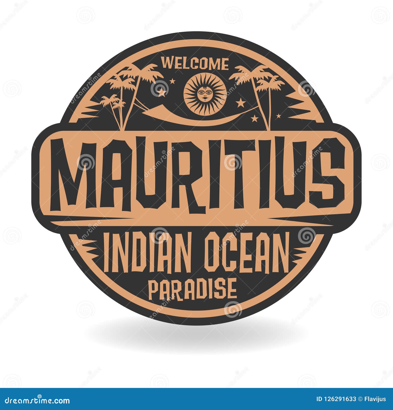 Stamp or Label with the Name of Mauritius, Indian Ocean Stock Vector ...