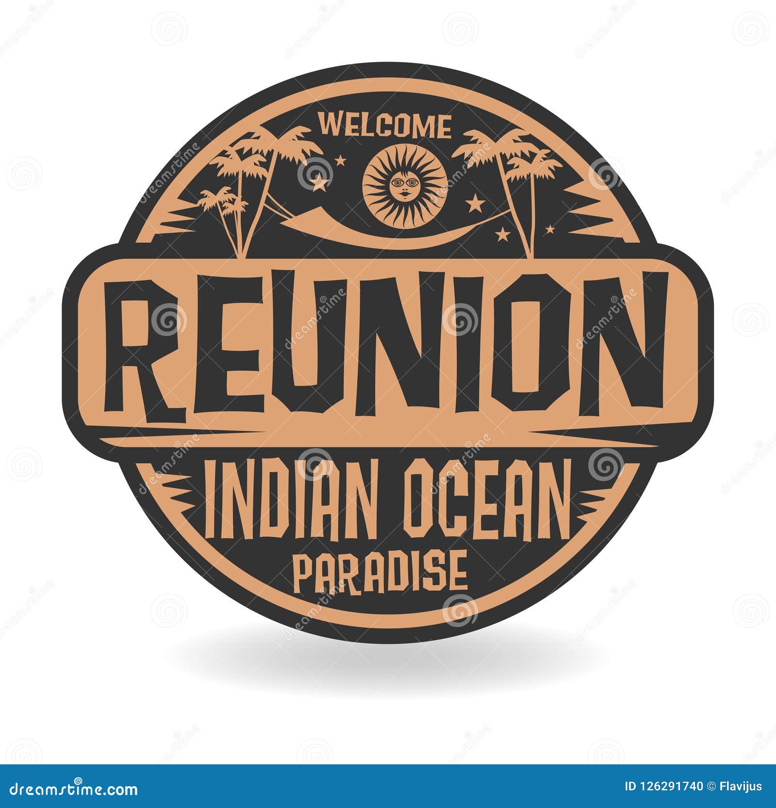 Stamp or Label with the Name of Reunion, Indian Ocean Stock Vector ...