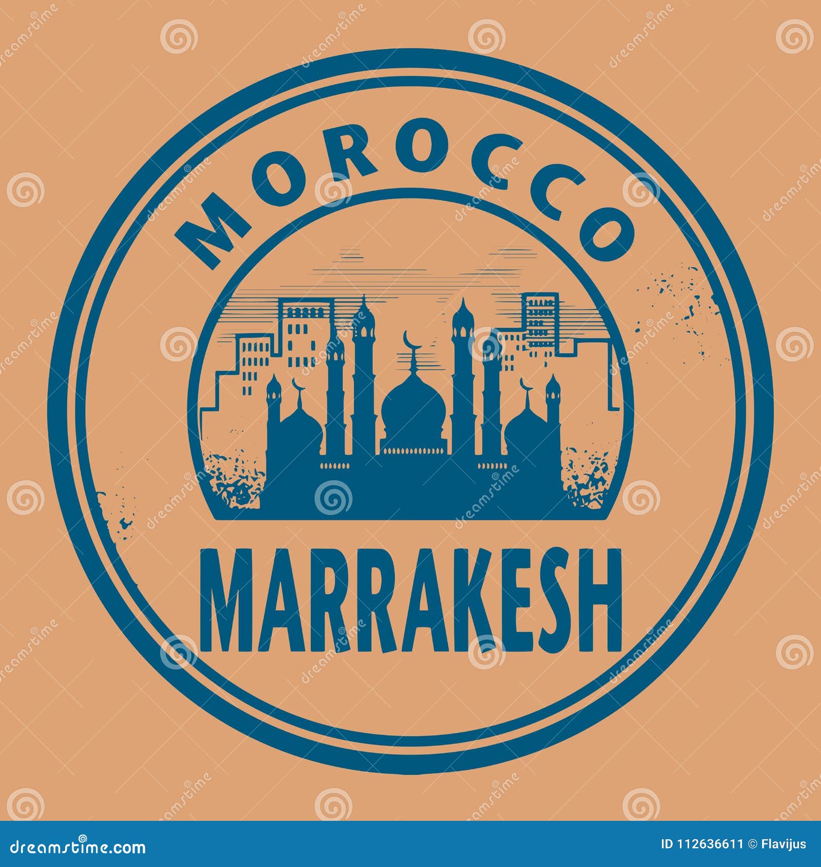 Stamp or Label with Text Marrakesh, Morocco Stock Vector - Illustration ...