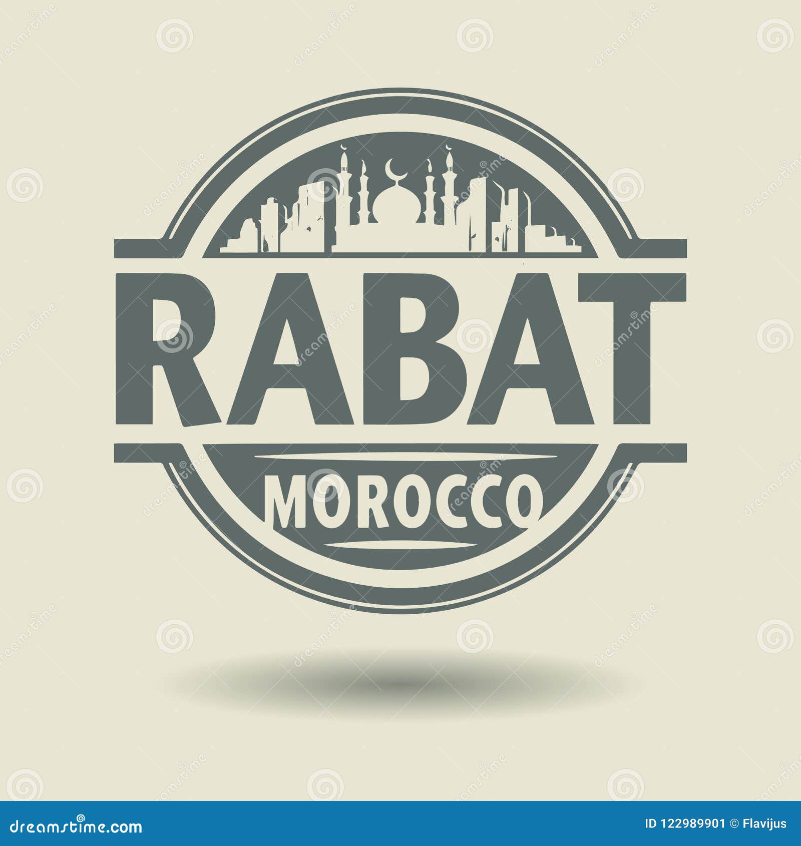 Stamp or Label with Text Rabat, Morocco Inside Stock Vector ...