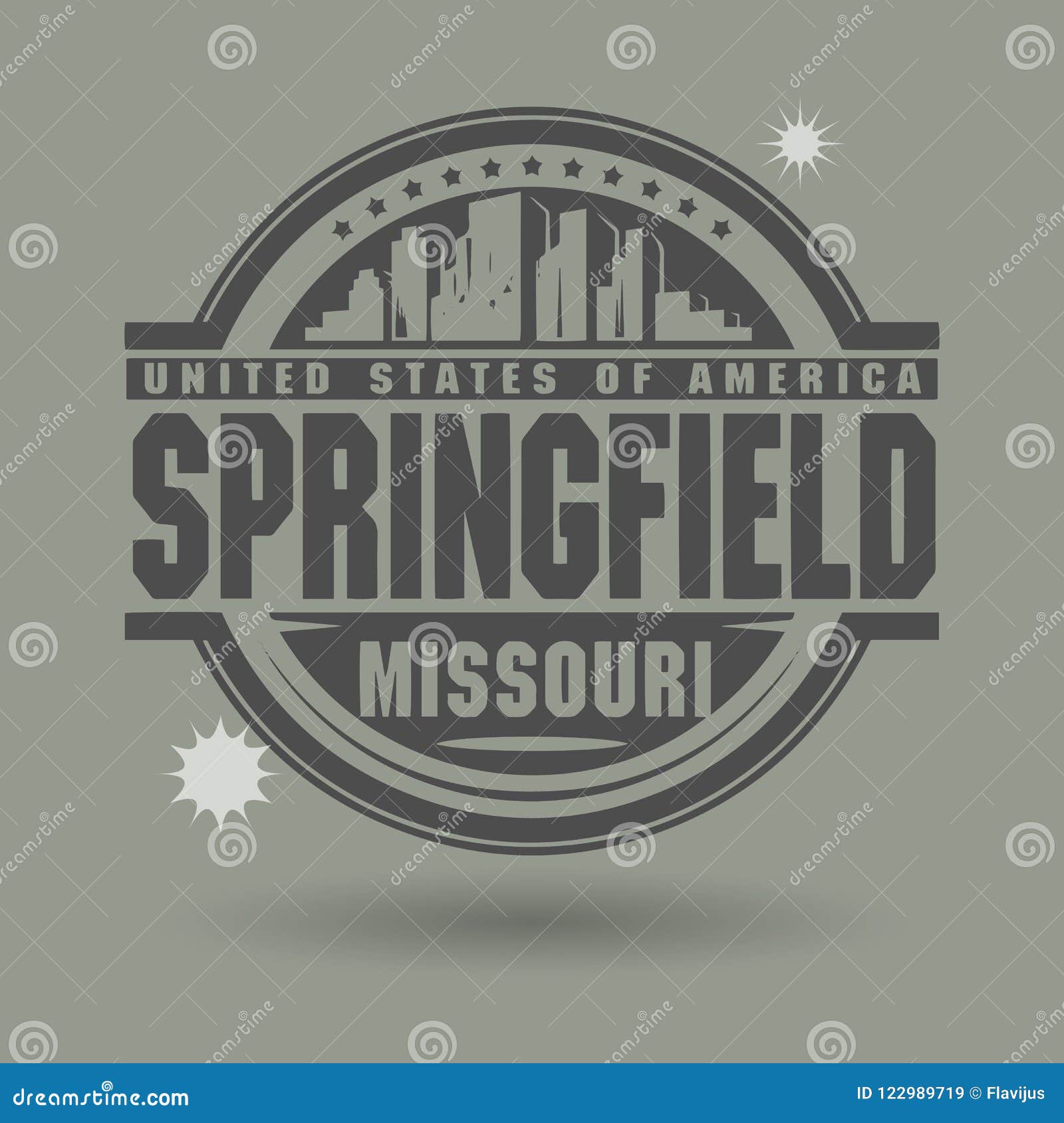 Springfield, Missouri - Cityscape With White Abstract Line Corner Curve ...