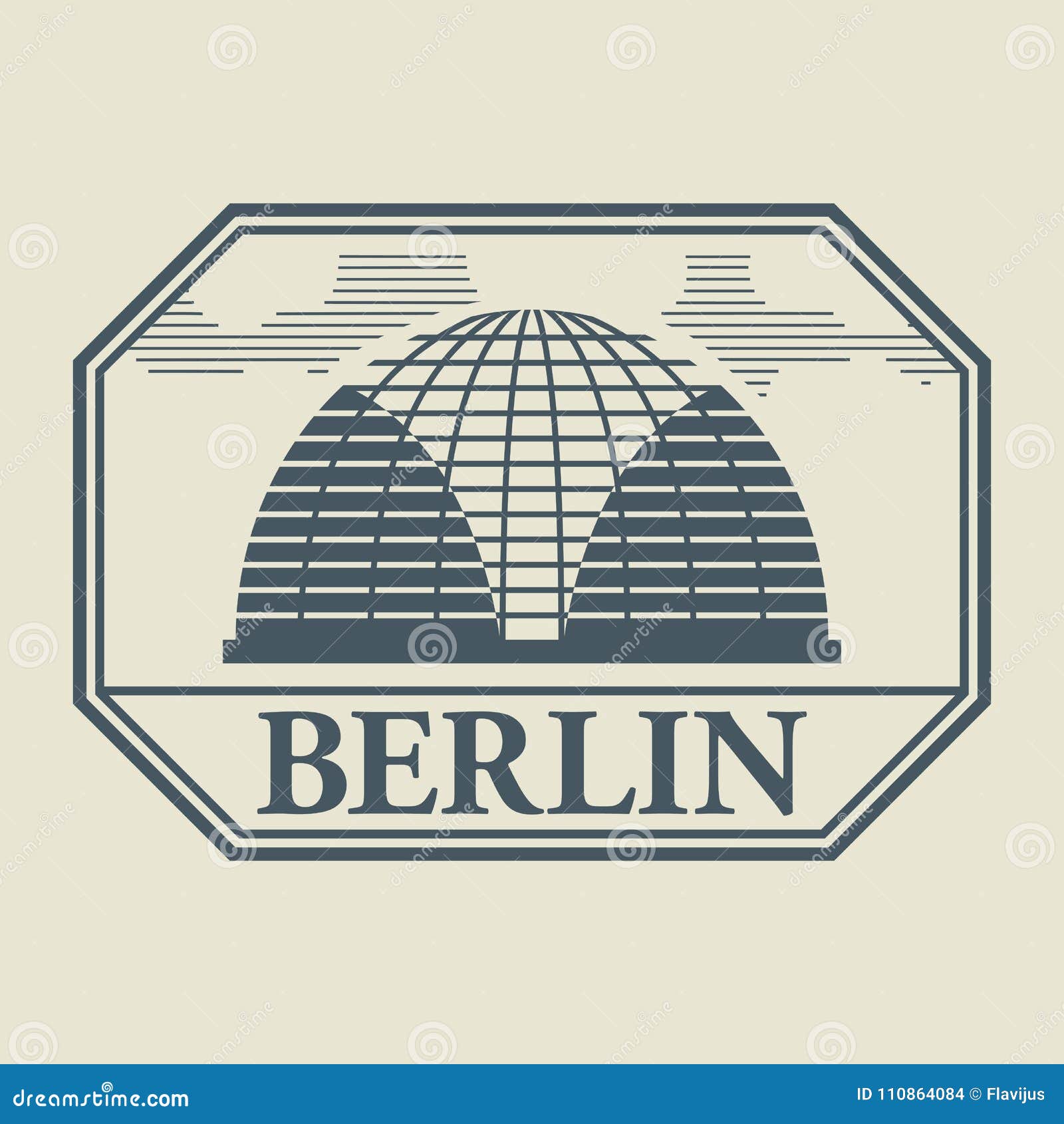 Berlin Label Drawing. Black And White Illustration | CartoonDealer.com ...