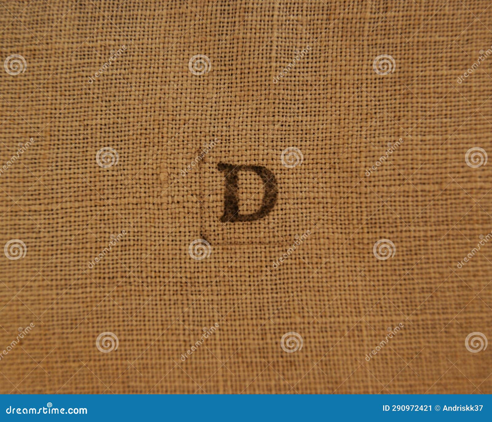 Stamp Letters on Linen Fabric. Letter D. Stock Image - Image of capital ...