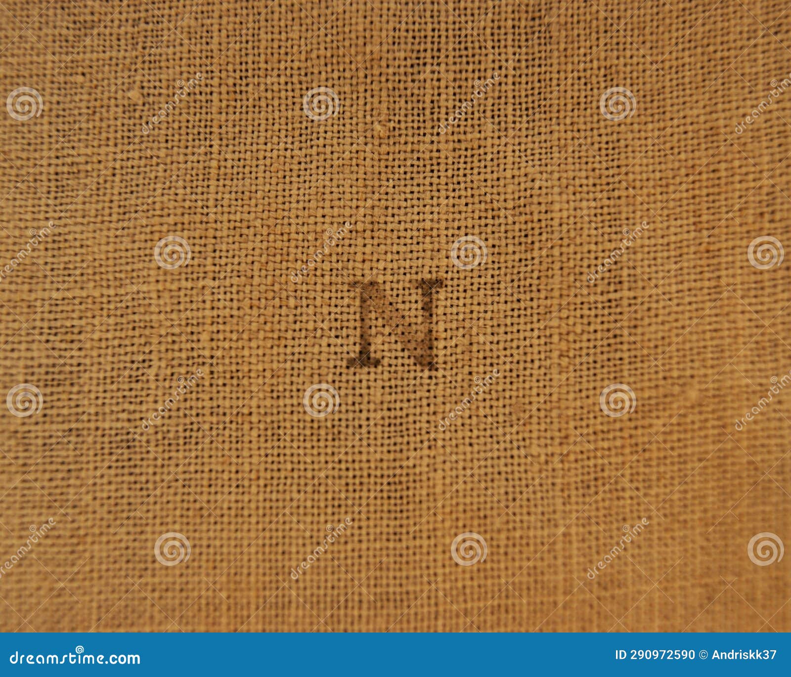Stamp Letters on Linen Fabric. Letter N. Stock Photo - Image of print ...