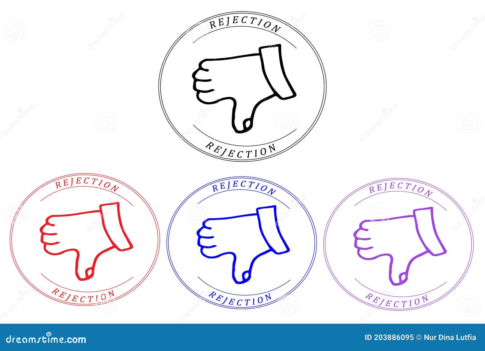 Logo Stamp Rejection Thumbs Down Stock Vector - Illustration of stamp ...