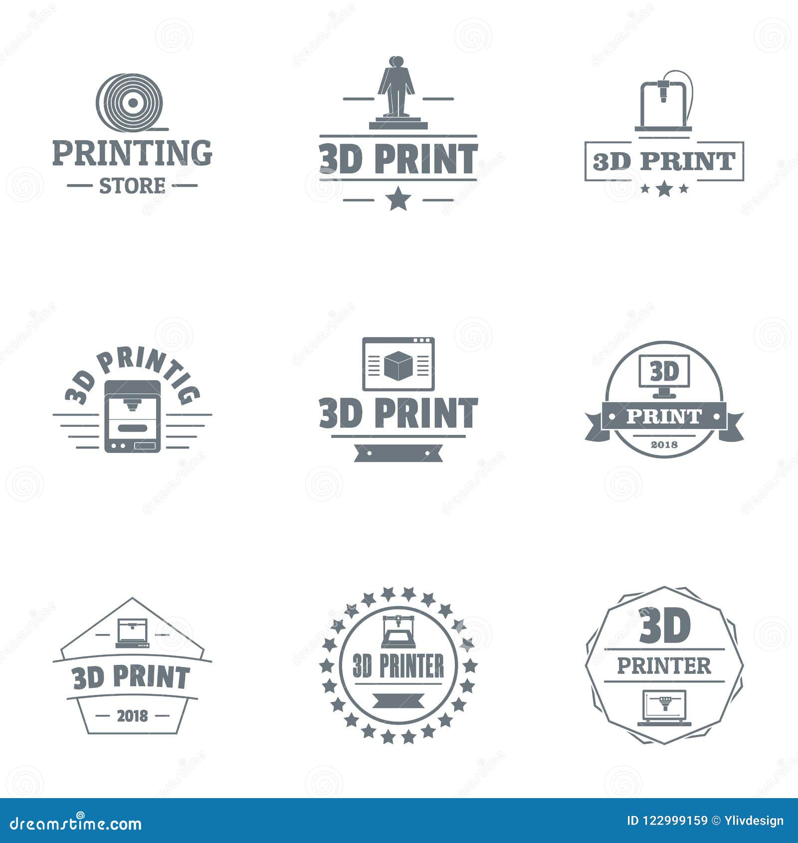 Stamp Logo Set, Simple Style Stock Vector - Illustration of happy ...