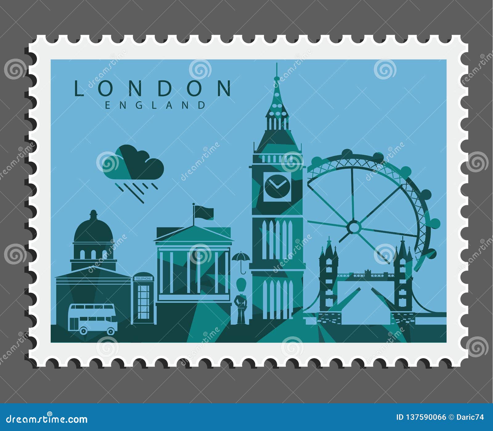 Stamp of London England stock vector. Illustration of elements - 137590066