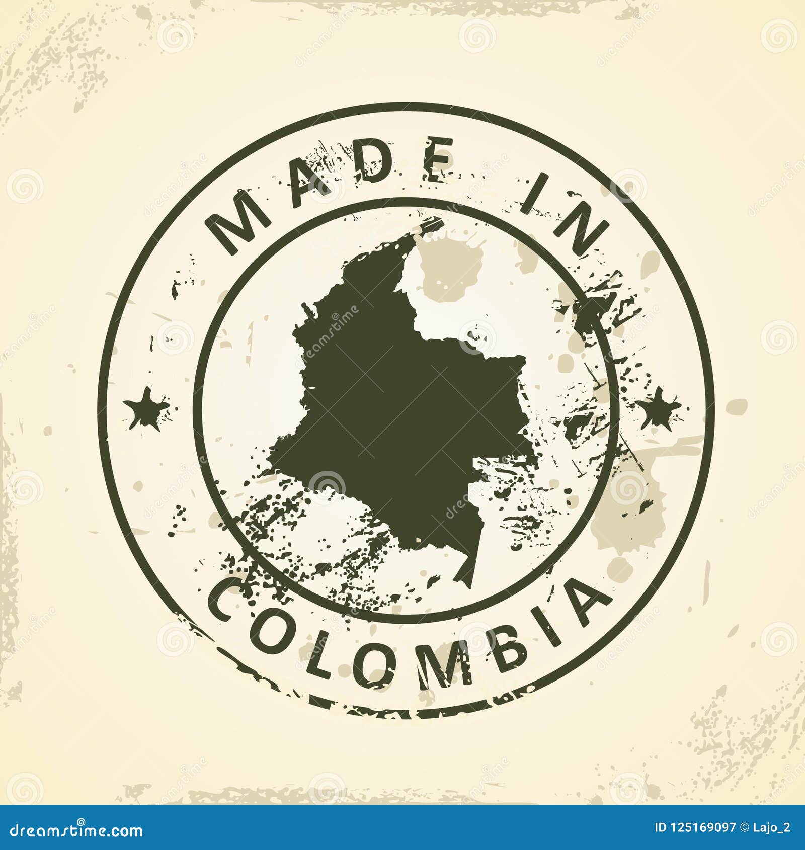 Stamp with map of Colombia stock vector. Illustration of cartography ...