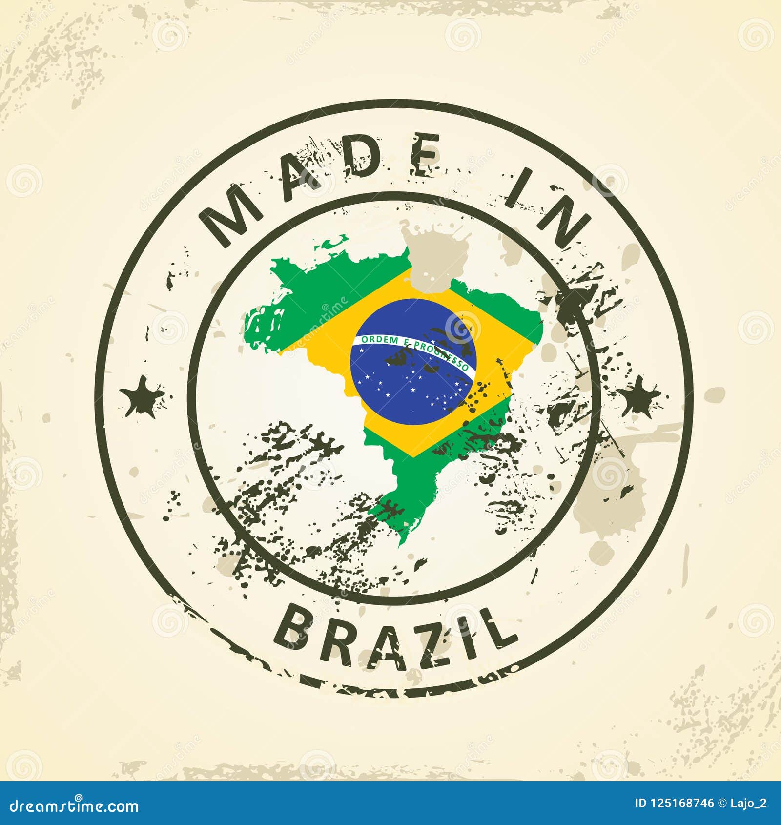 Stamp with Map Flag of Brazil Stock Vector - Illustration of green ...