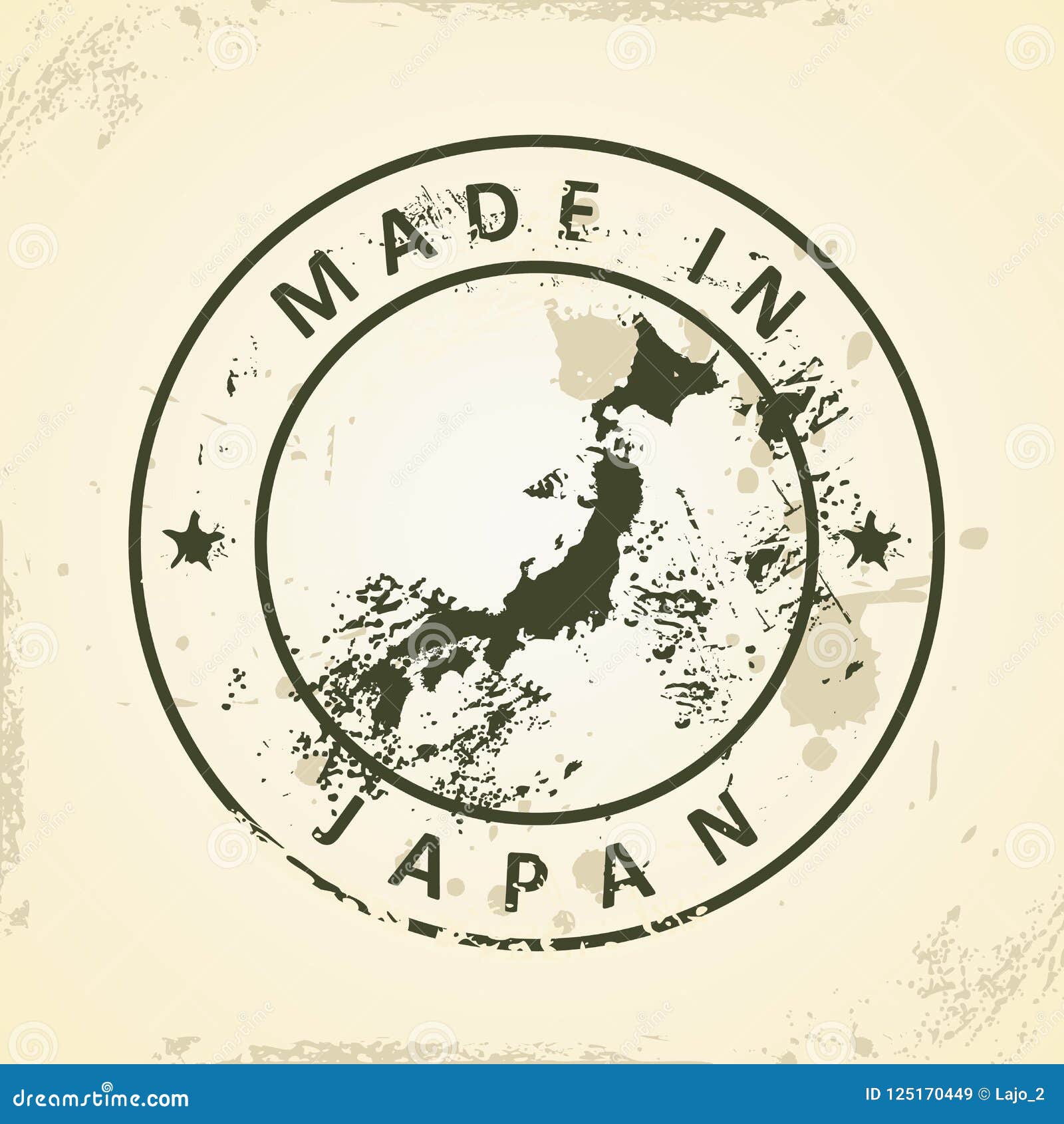 Stamp with map of Japan stock vector. Illustration of isolated - 125170449