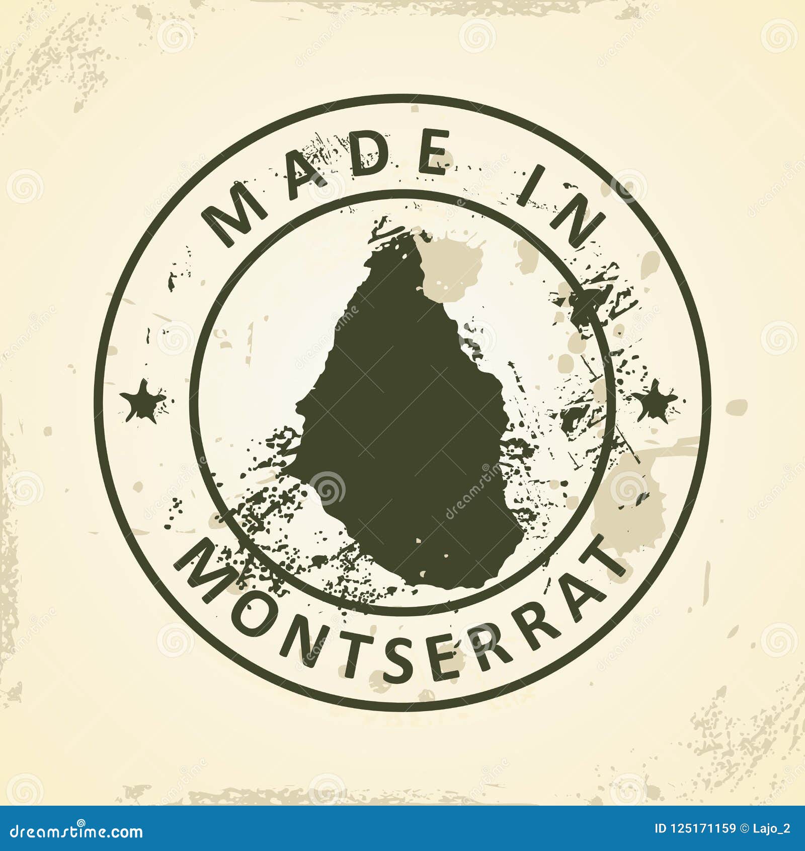 Stamp with Map of Montserrat Stock Vector - Illustration of emblem ...