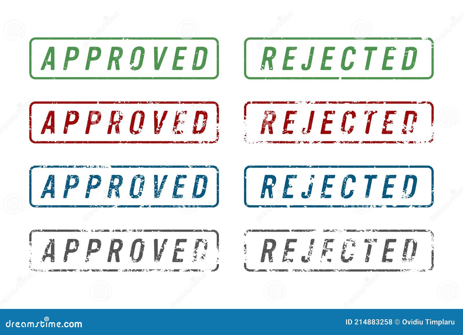 Stamp Mark with Approved and Rejected Text Vector Illustration Stock ...