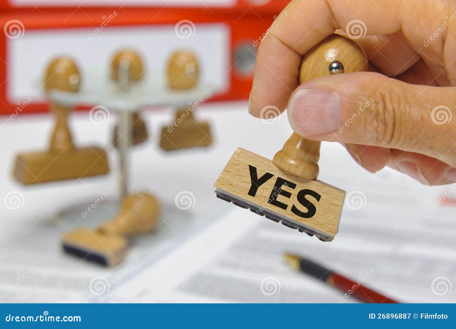 Stamp marked with yes stock image. Image of approval - 26896887