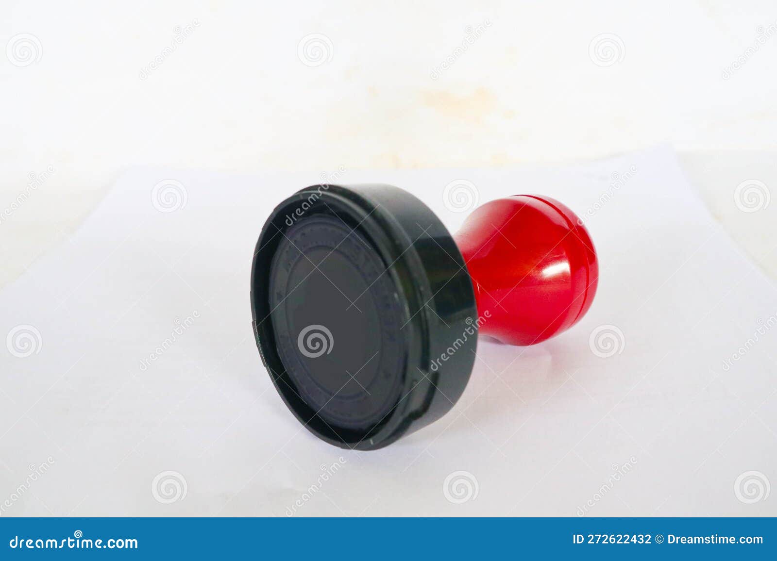 Stamp, Modern Stamp, Red Handle Rubber Stamp Top View Isolated on White ...