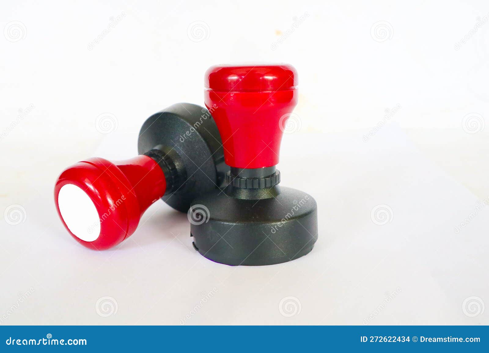 Stamp, Modern Stamp, Red Handle Rubber Stamp Top View Isolated on White ...
