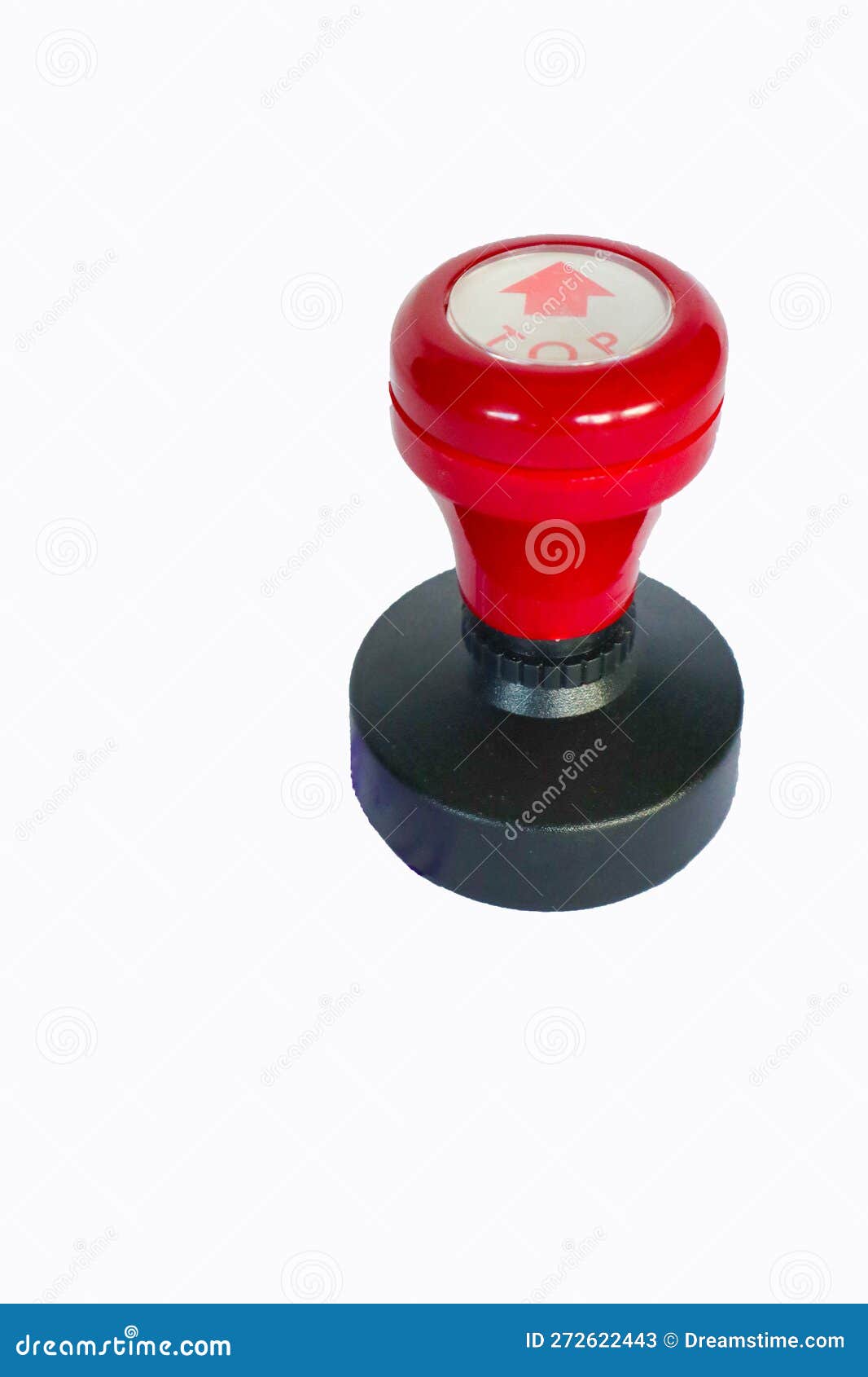 Stamp, Modern Stamp, Red Handle Rubber Stamp Top View Isolated on White ...