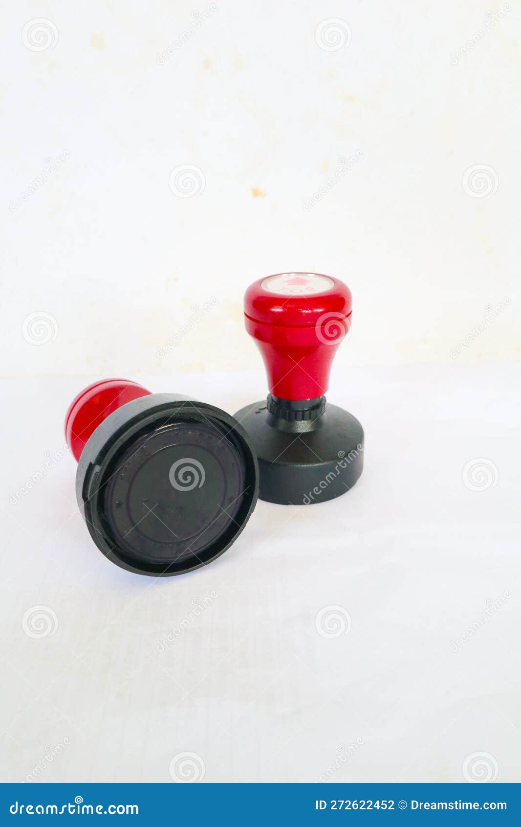 Stamp, Modern Stamp, Red Handle Rubber Stamp Top View Isolated on White ...