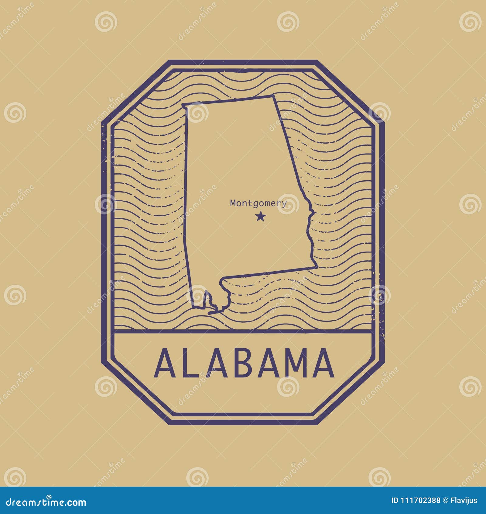 Stamp with the Name and Map of Alabama, United States Stock Vector ...