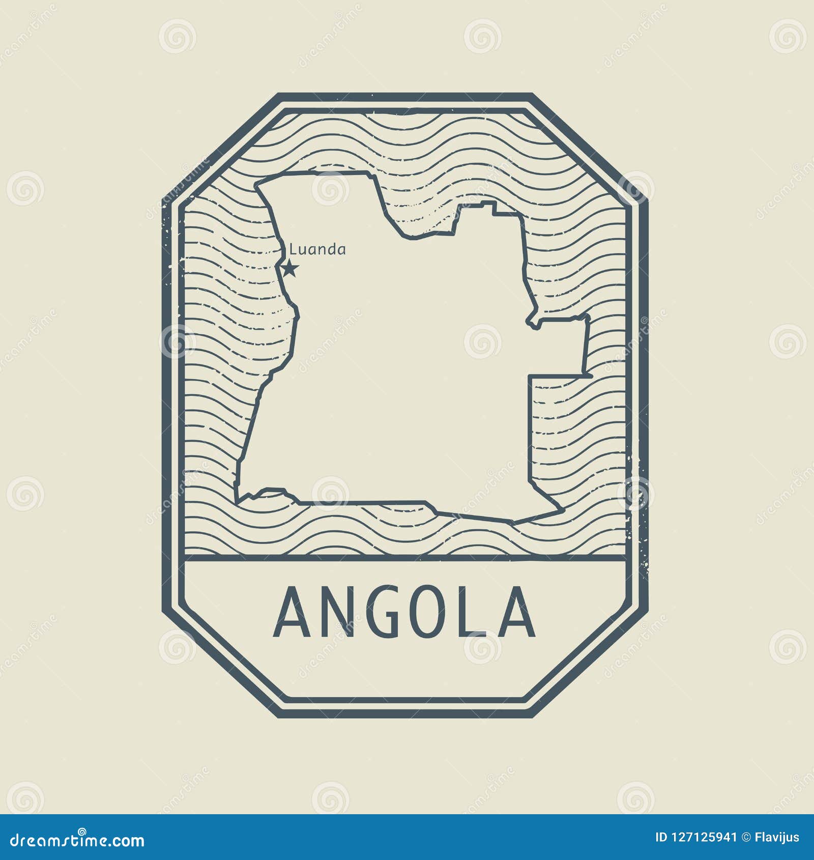 Stamp with the Name and Map of Angola Stock Vector - Illustration of ...