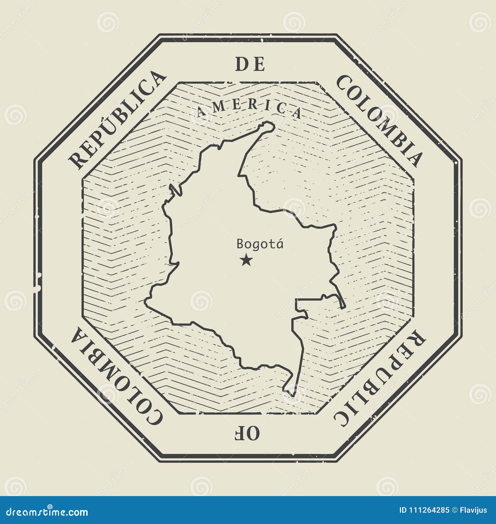 Stamp with the Name and Map of Colombia Stock Vector - Illustration of ...