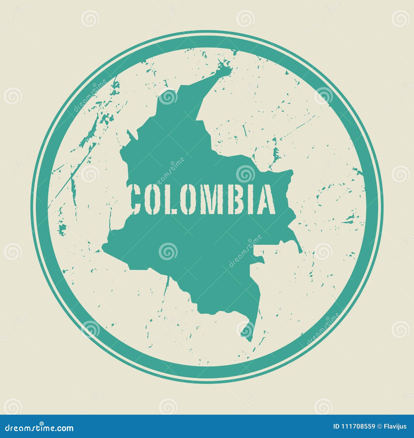 Stamp with the Name and Map of Colombia Stock Vector - Illustration of ...