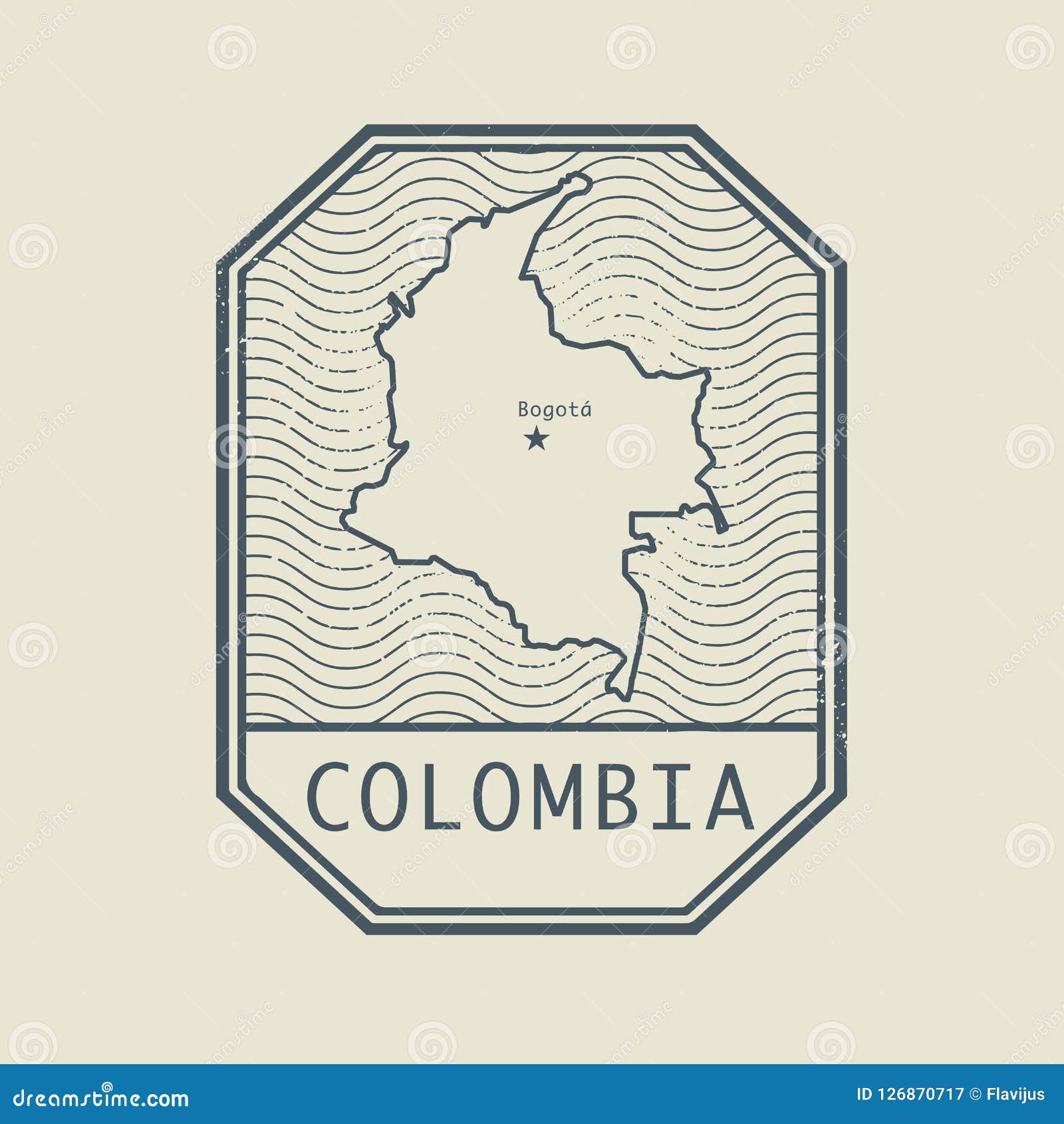 Stamp with the Name and Map of Colombia Stock Vector - Illustration of ...