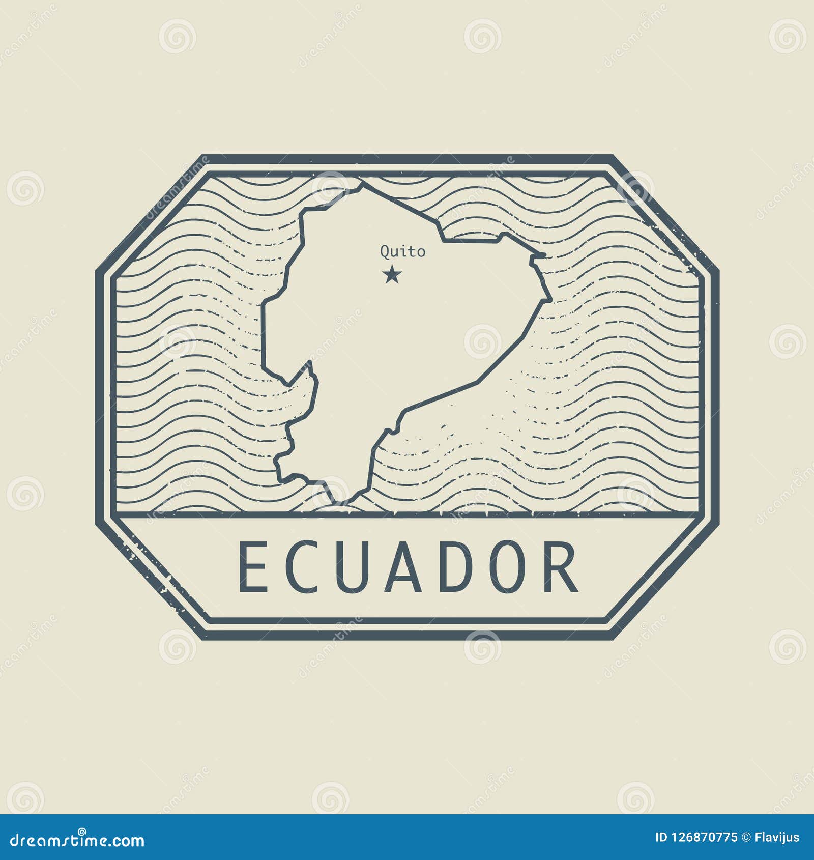 Stamp with the Name and Map of Ecuador Stock Vector - Illustration of ...