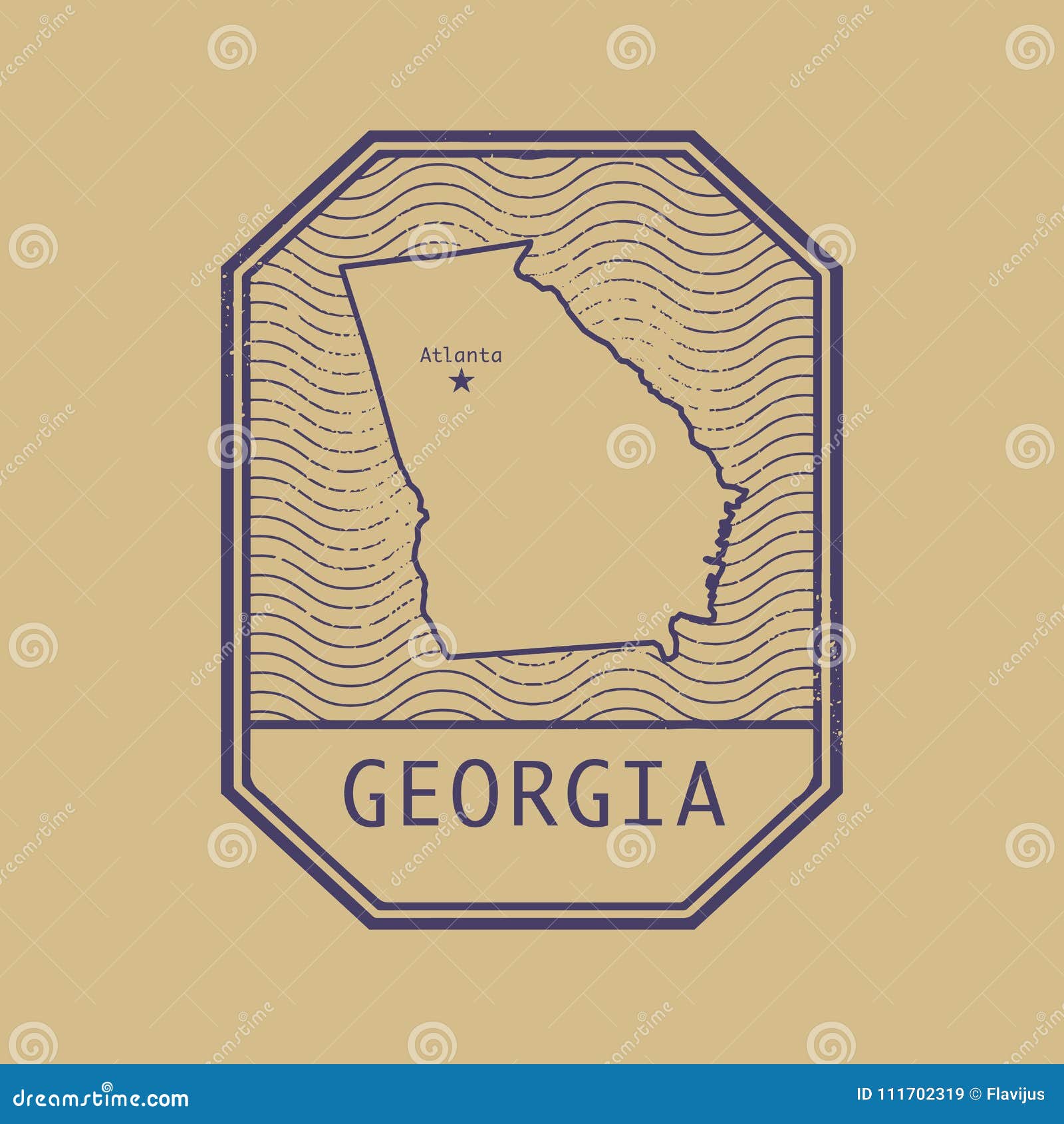 Georgia, Map Of United States Of America With Landmark Of Georgia ...