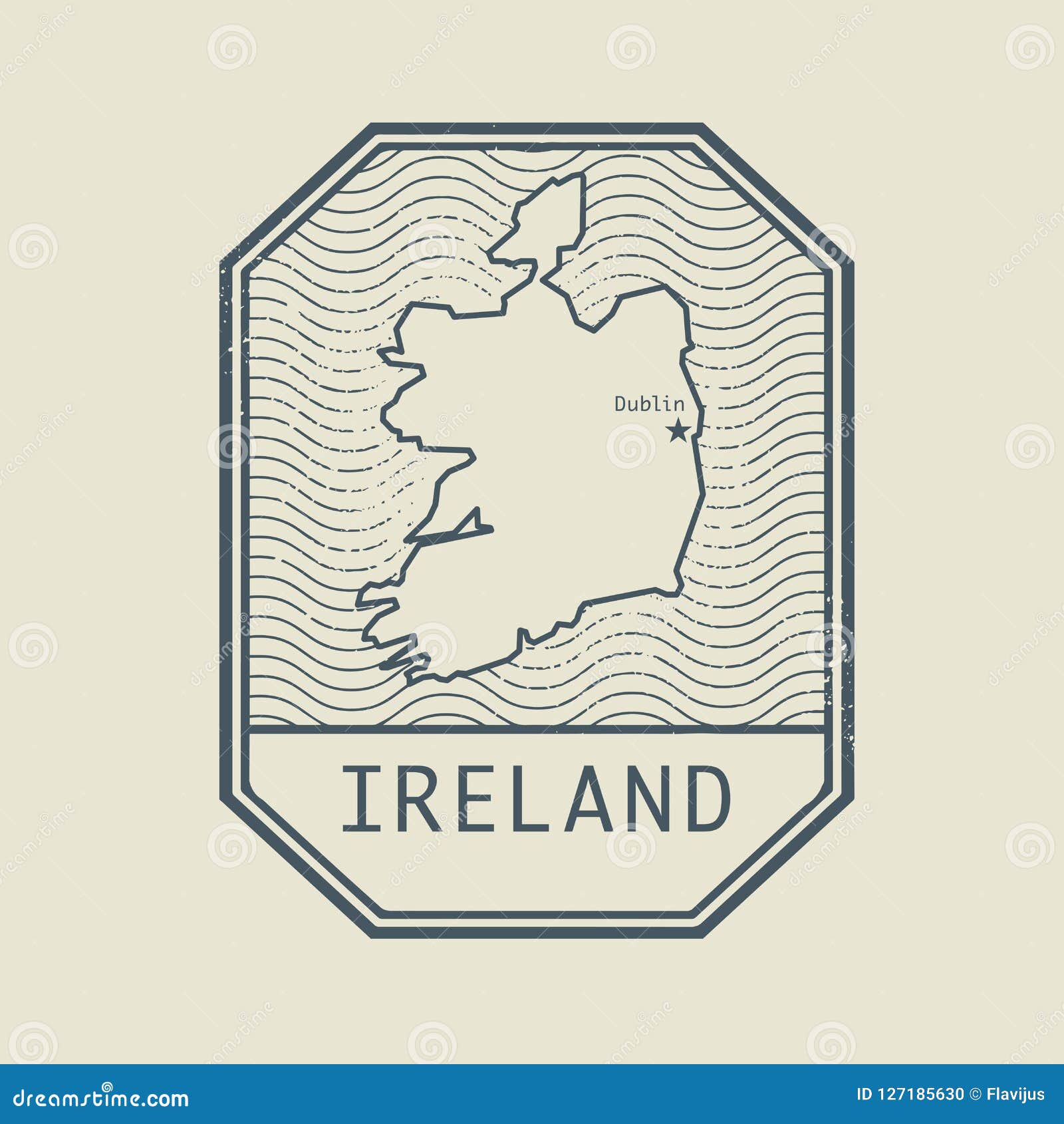 Stamp with the Name and Map of Ireland Stock Vector - Illustration of ...