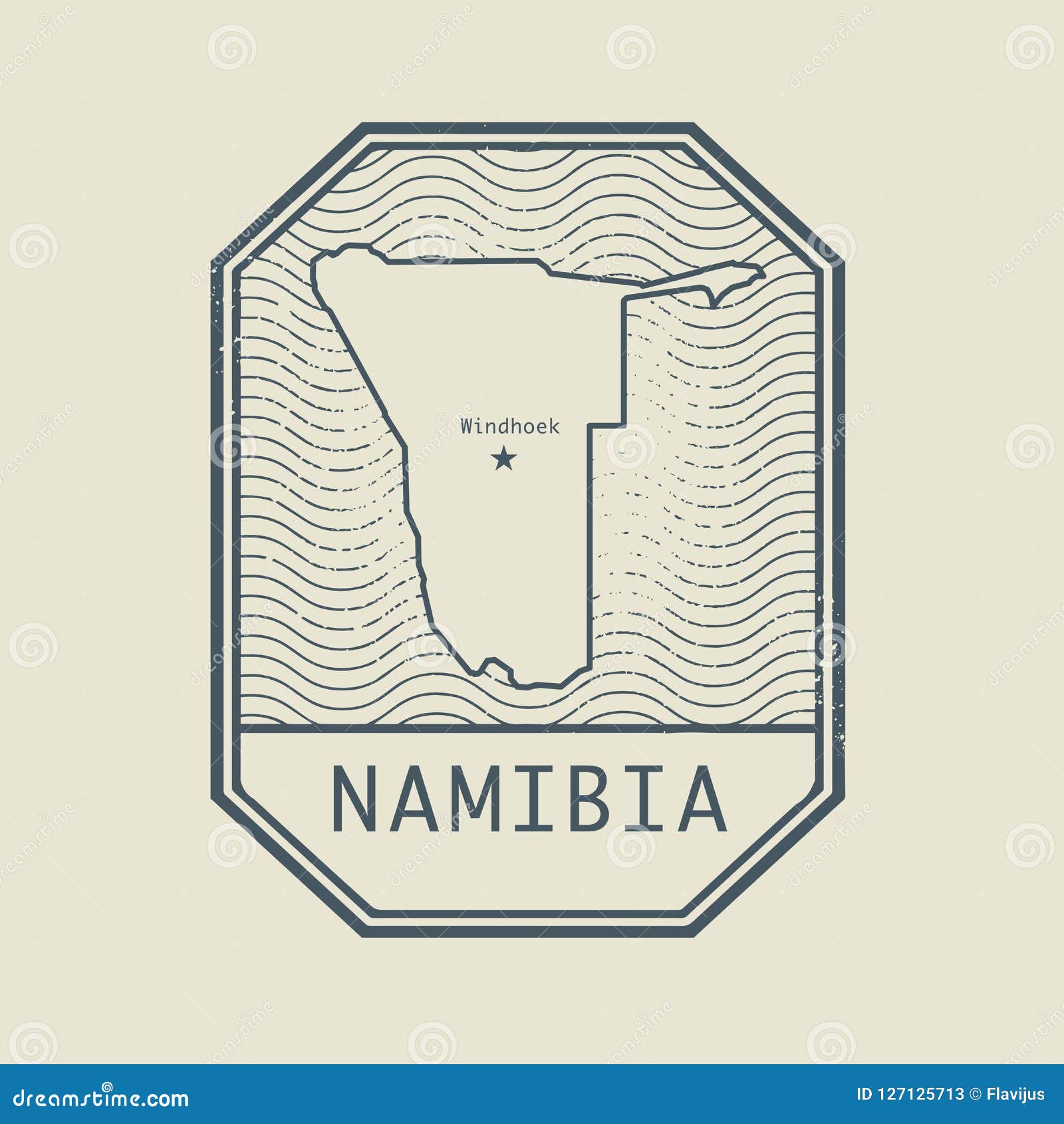 Stamp with the Name and Map of Namibia Stock Vector - Illustration of ...