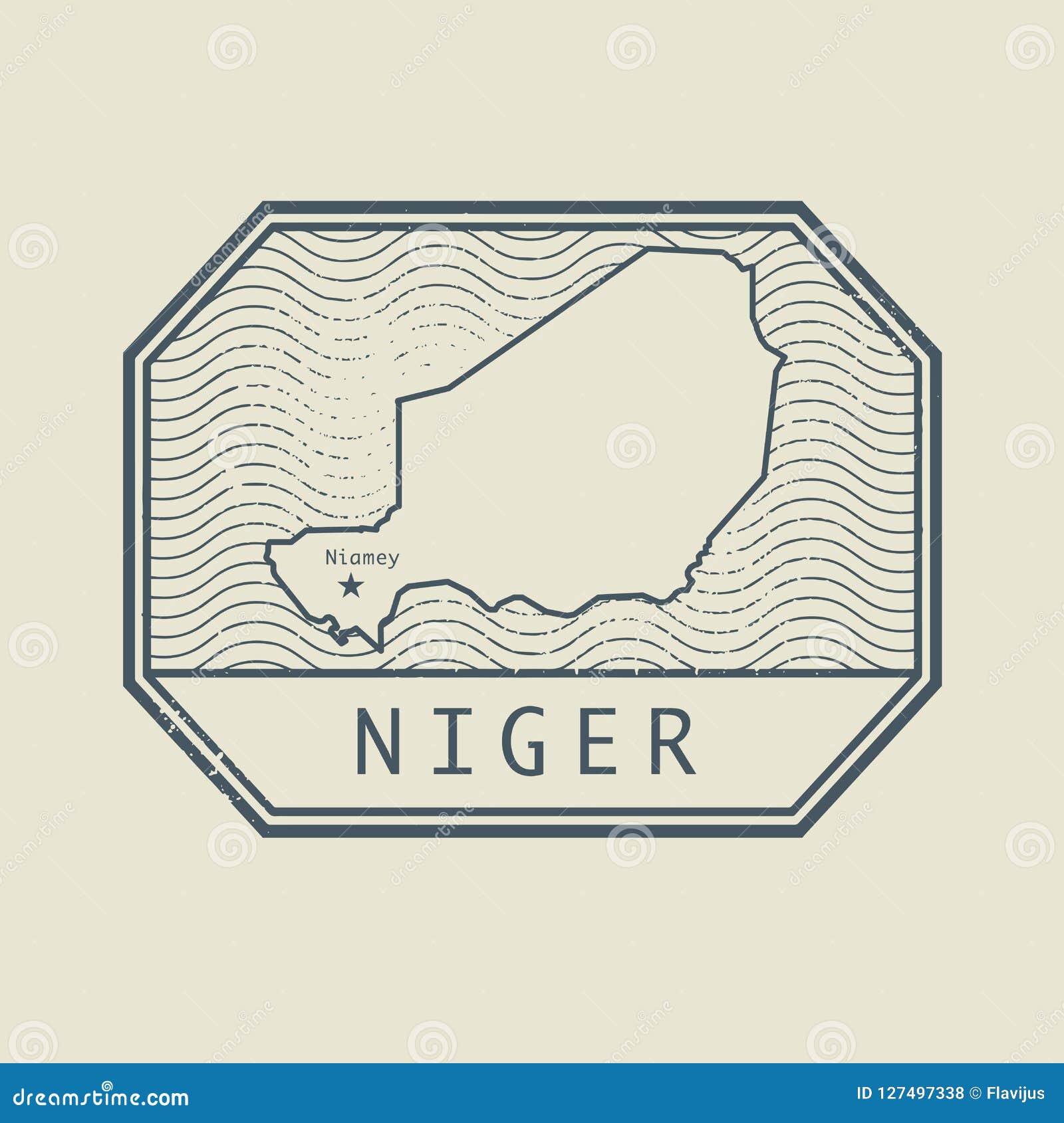 Stamp with the Name and Map of Niger Stock Vector - Illustration of ...
