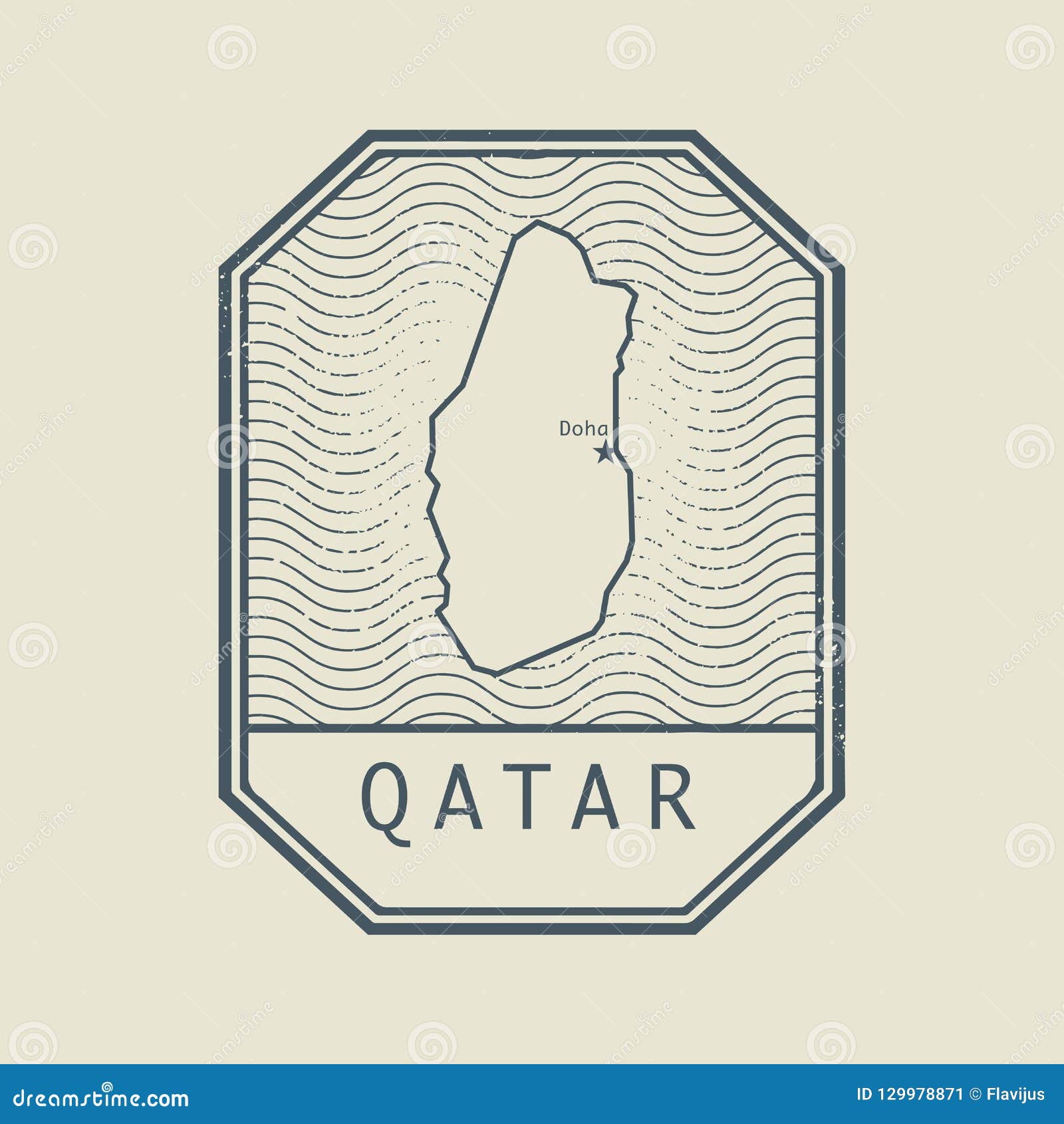 Stamp with the Name and Map of Qatar Stock Vector - Illustration of ...