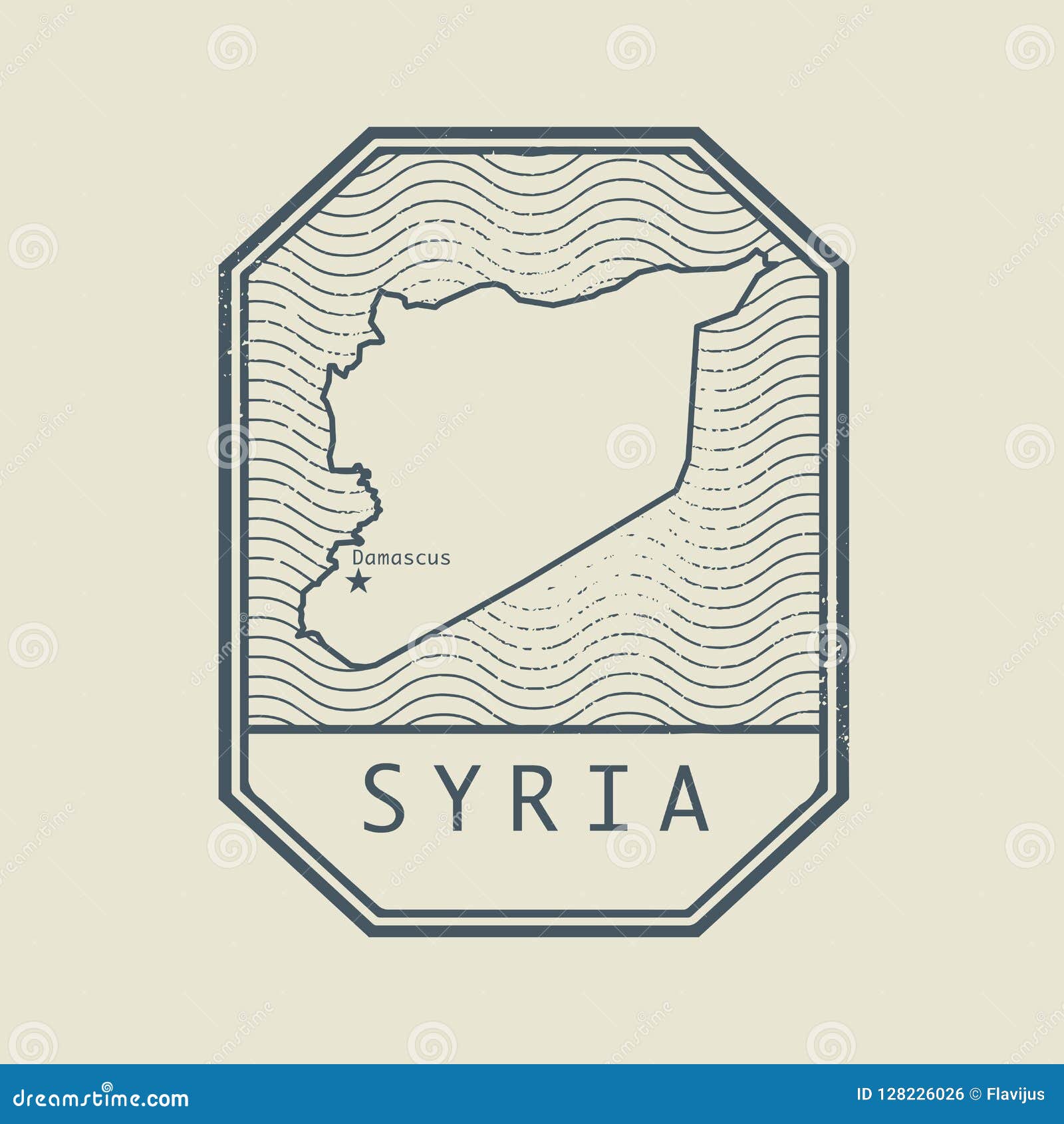Stamp with the Name and Map of Syria Stock Vector - Illustration of ...