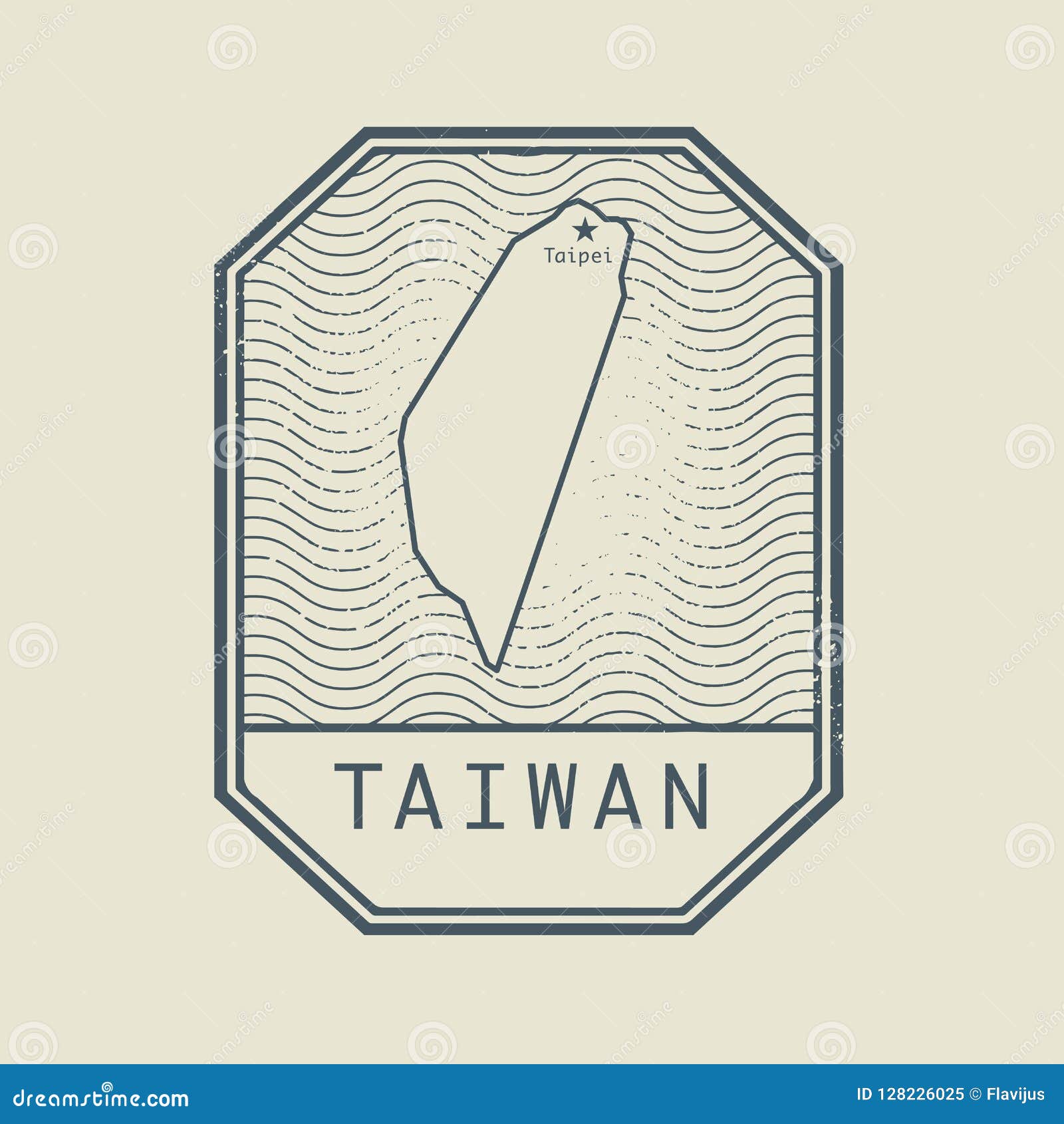 Stamp with the Name and Map of Taiwan Stock Vector - Illustration of ...
