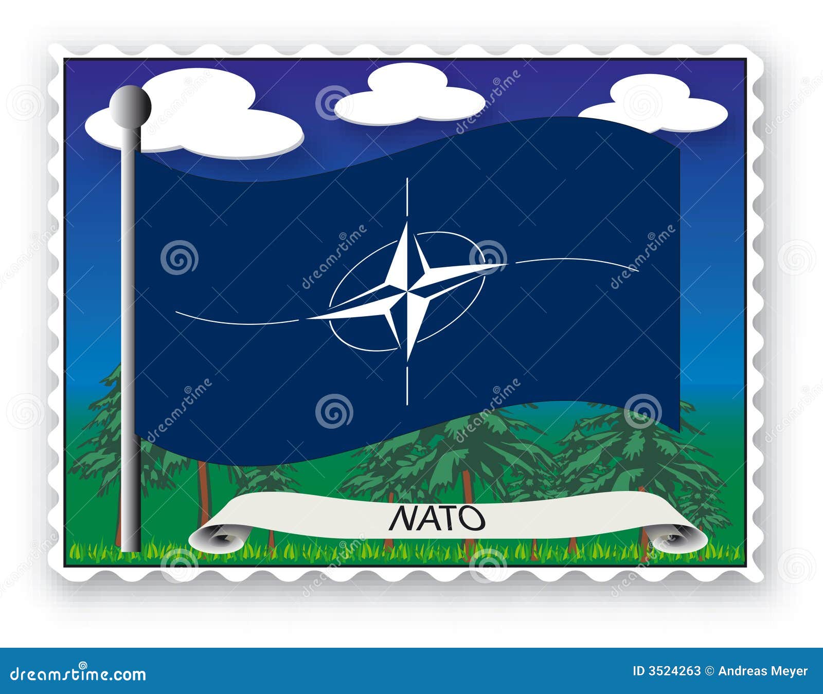 Stamp NATO stock vector. Illustration of european, flag - 3524263