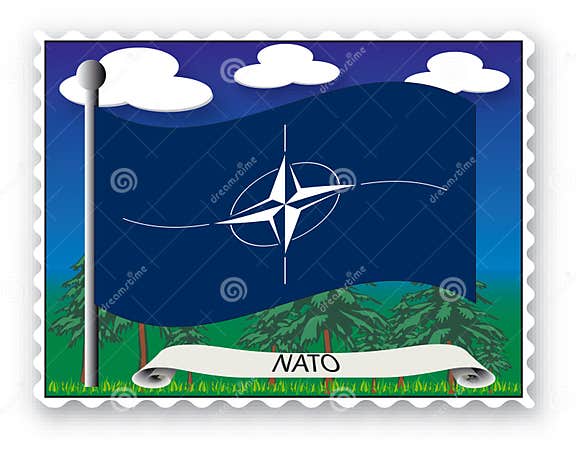 Stamp NATO stock vector. Illustration of european, flag - 3524263