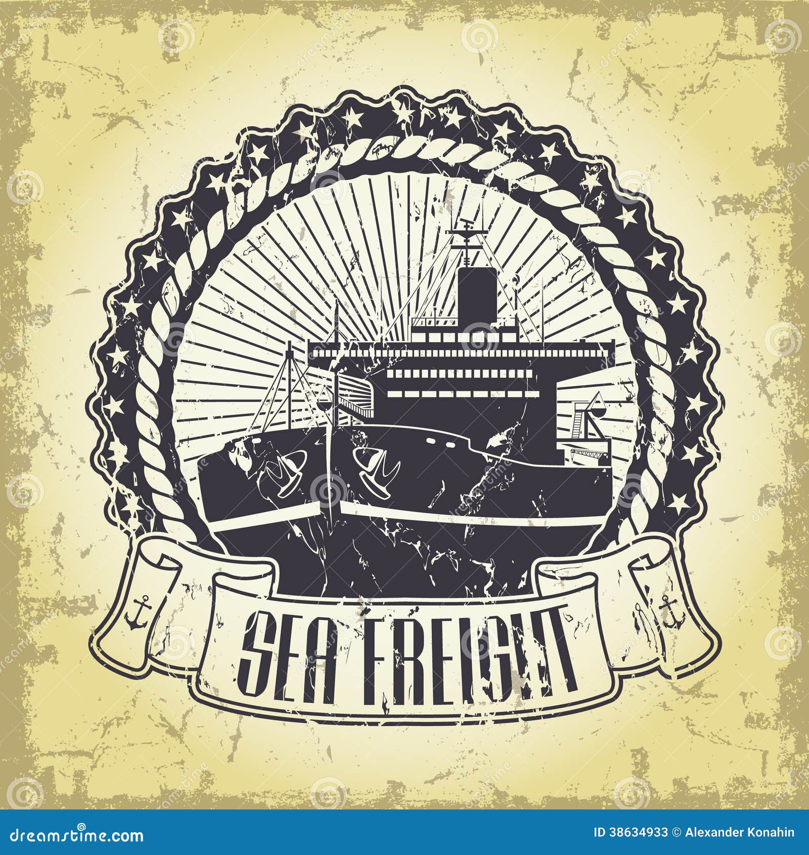 Sea freight illustration stock vector. Illustration of marine - 38634933