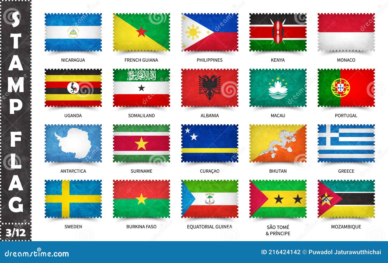 Stamp with Official Country Flag Pattern and Old Grunge Texture and ...