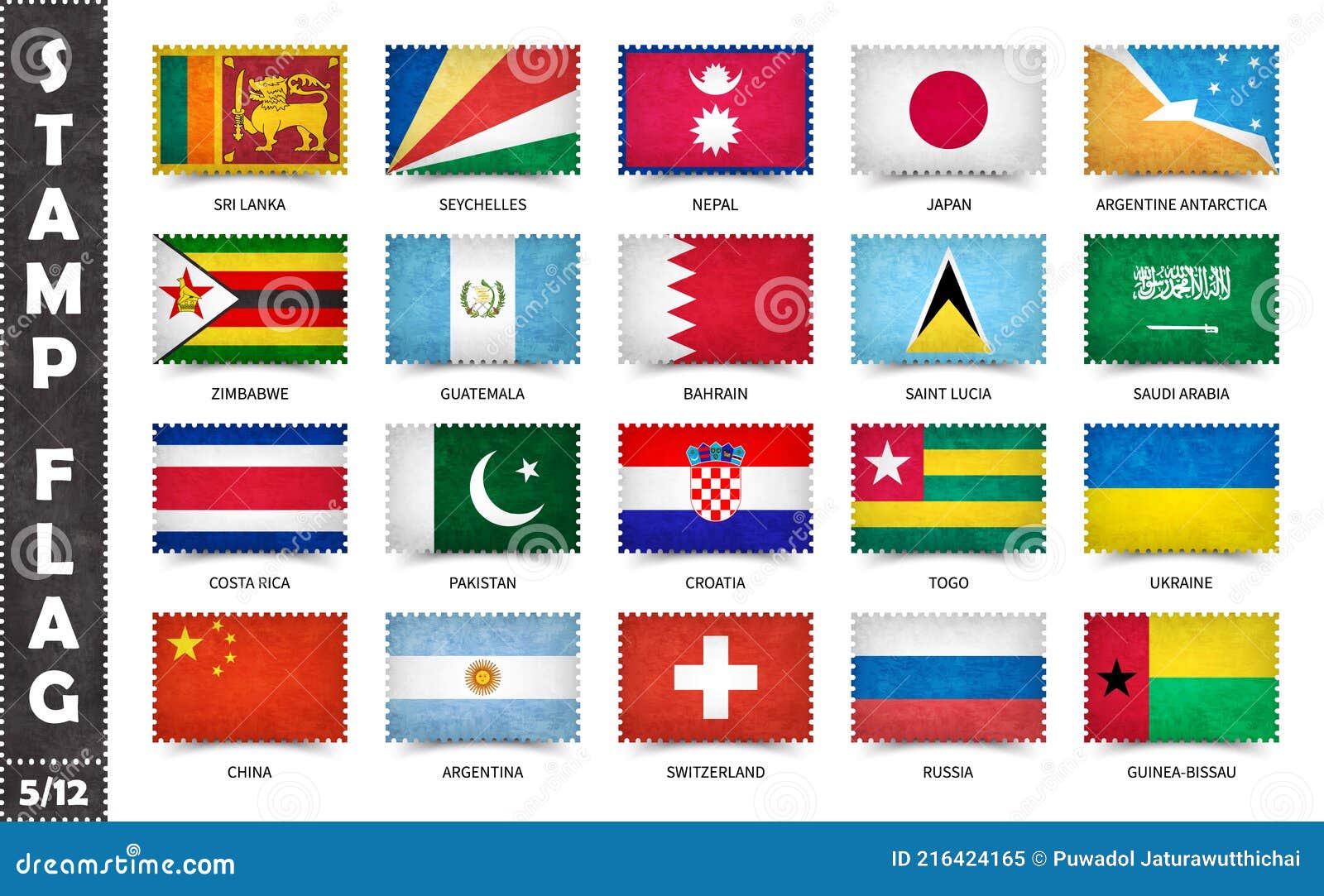 Stamp with Official Country Flag Pattern and Old Grunge Texture and ...