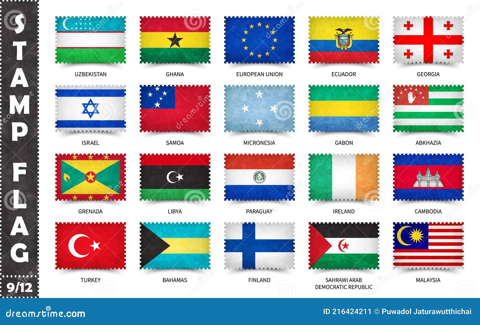 Stamp with Official Country Flag Pattern and Old Grunge Texture and ...