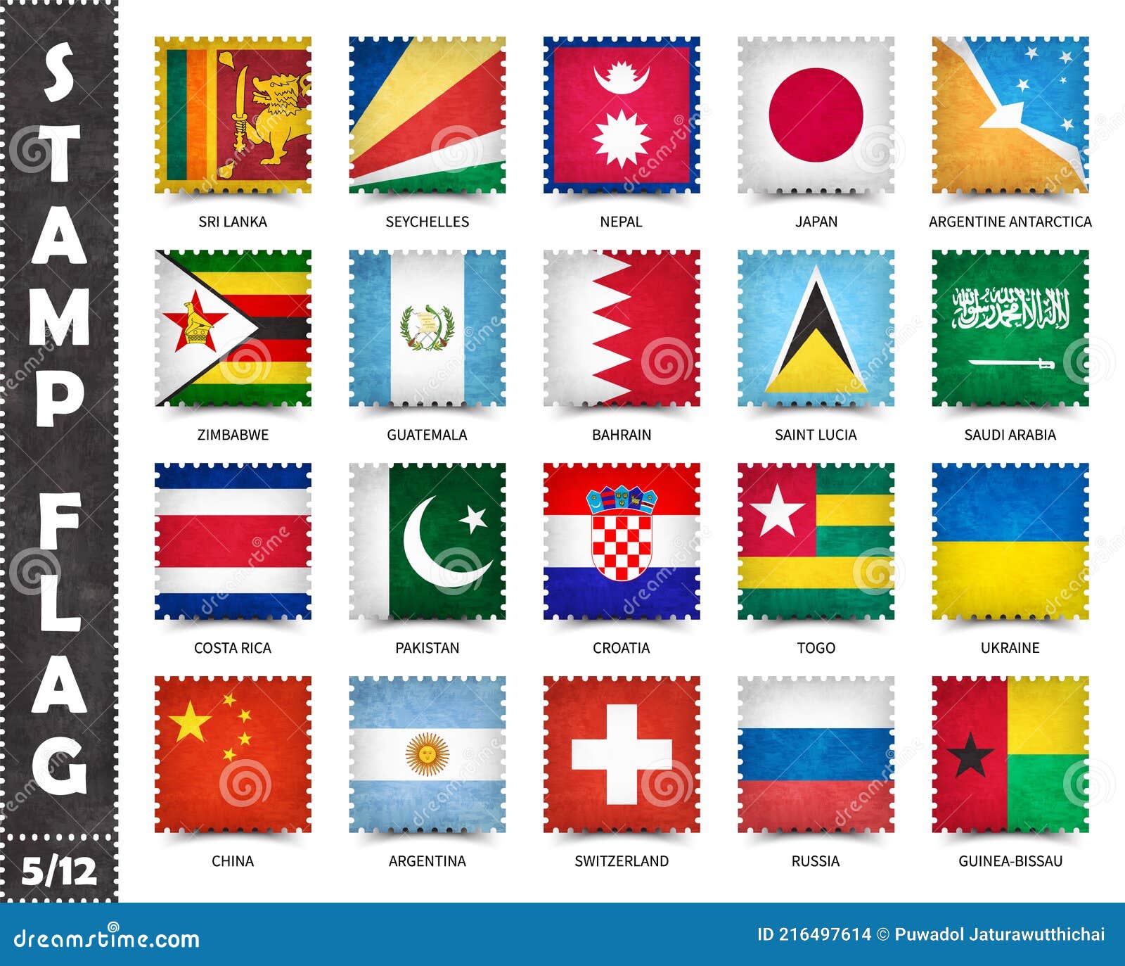 Stamp with Official Country Flag Pattern and Old Grunge Texture and ...