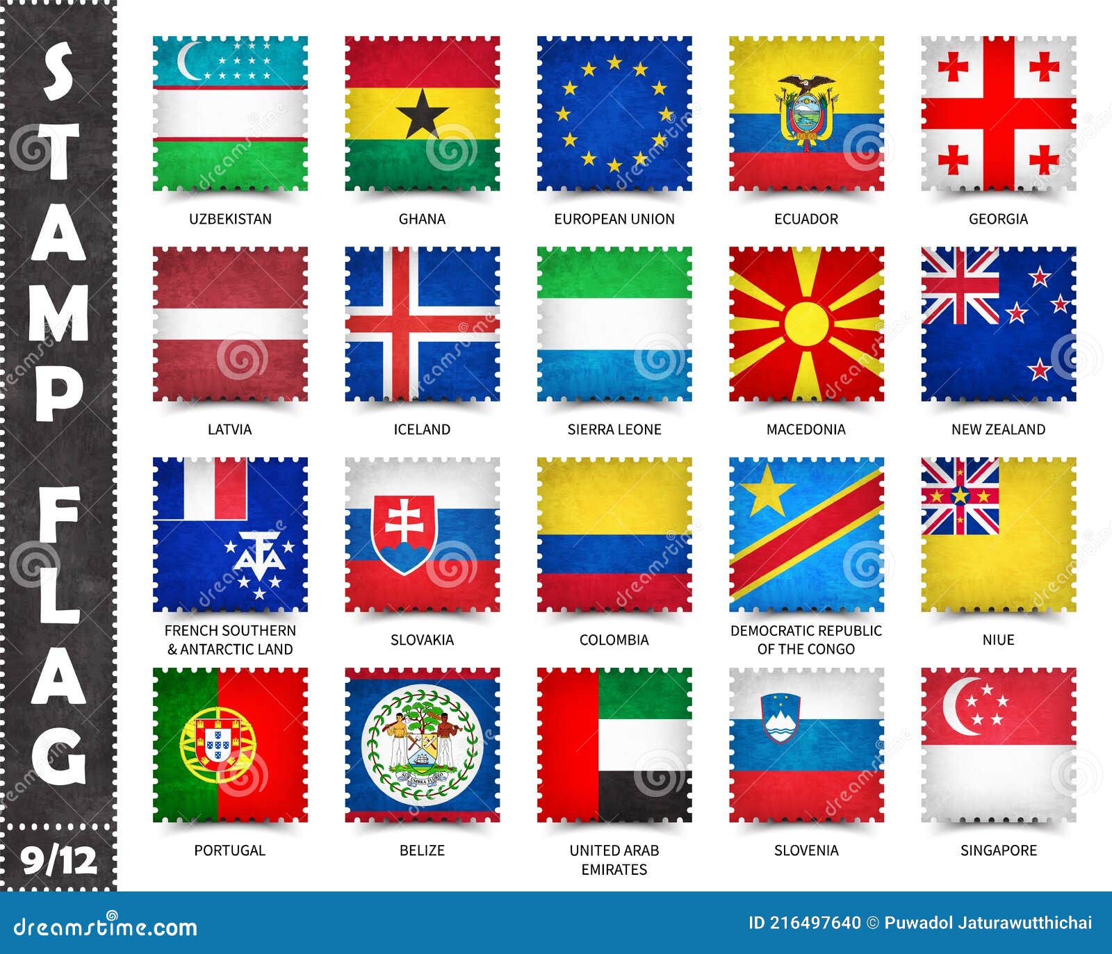 Stamp with Official Country Flag Pattern and Old Grunge Texture and ...