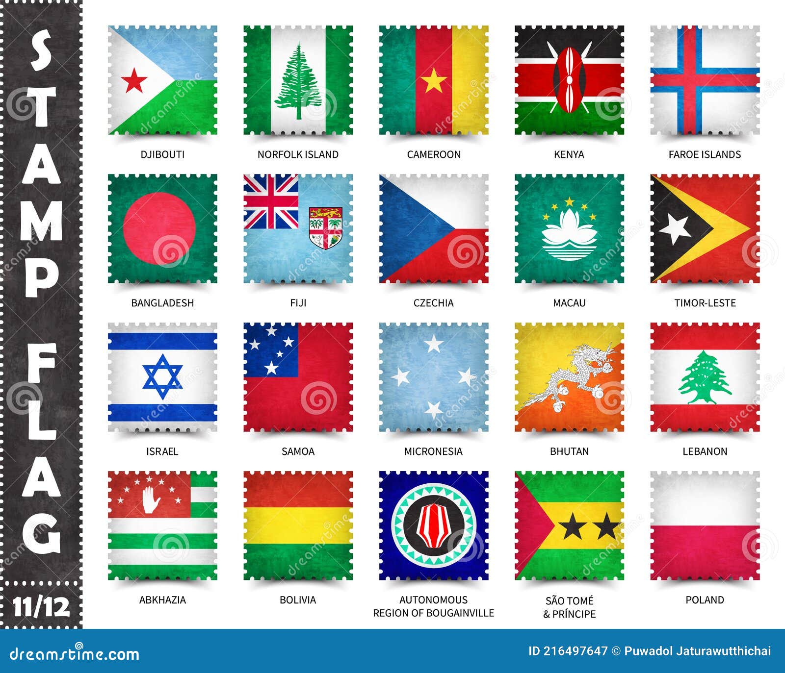 Stamp with Official Country Flag Pattern and Old Grunge Texture and ...