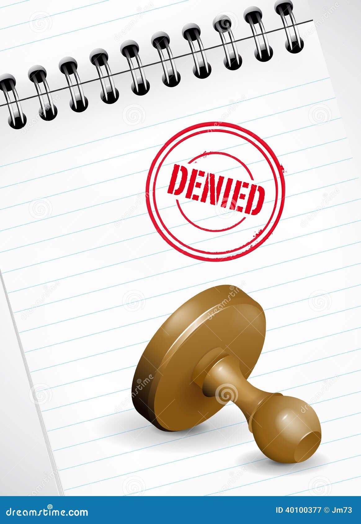 Stamp on Paper Notebook - DENIED Print Stock Vector - Illustration of ...