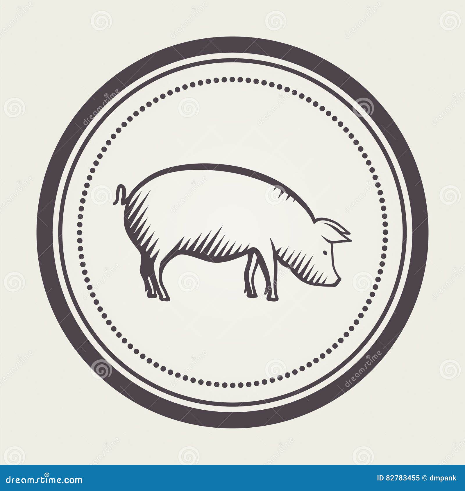 Stamp with pig symbol stock vector. Illustration of label - 82783455