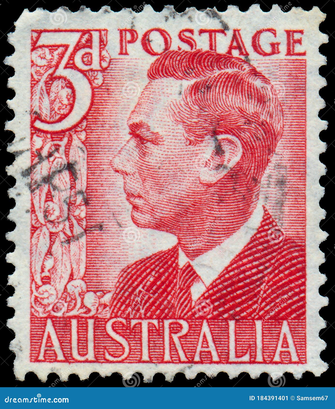 Stamp Printed in Australia Shows King George VI Editorial Photo - Image ...