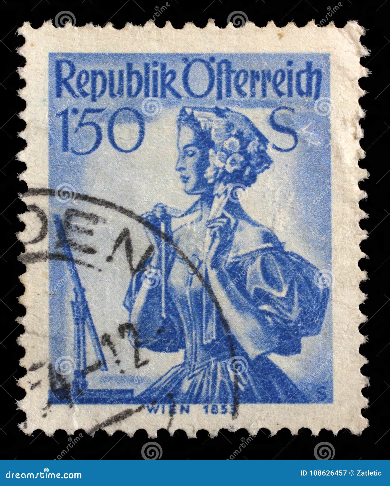 Stamp Printed in Austria Shows Image Woman in National Austrian ... Stamp Printed in Austria Shows Image Woman in National Austrian ...