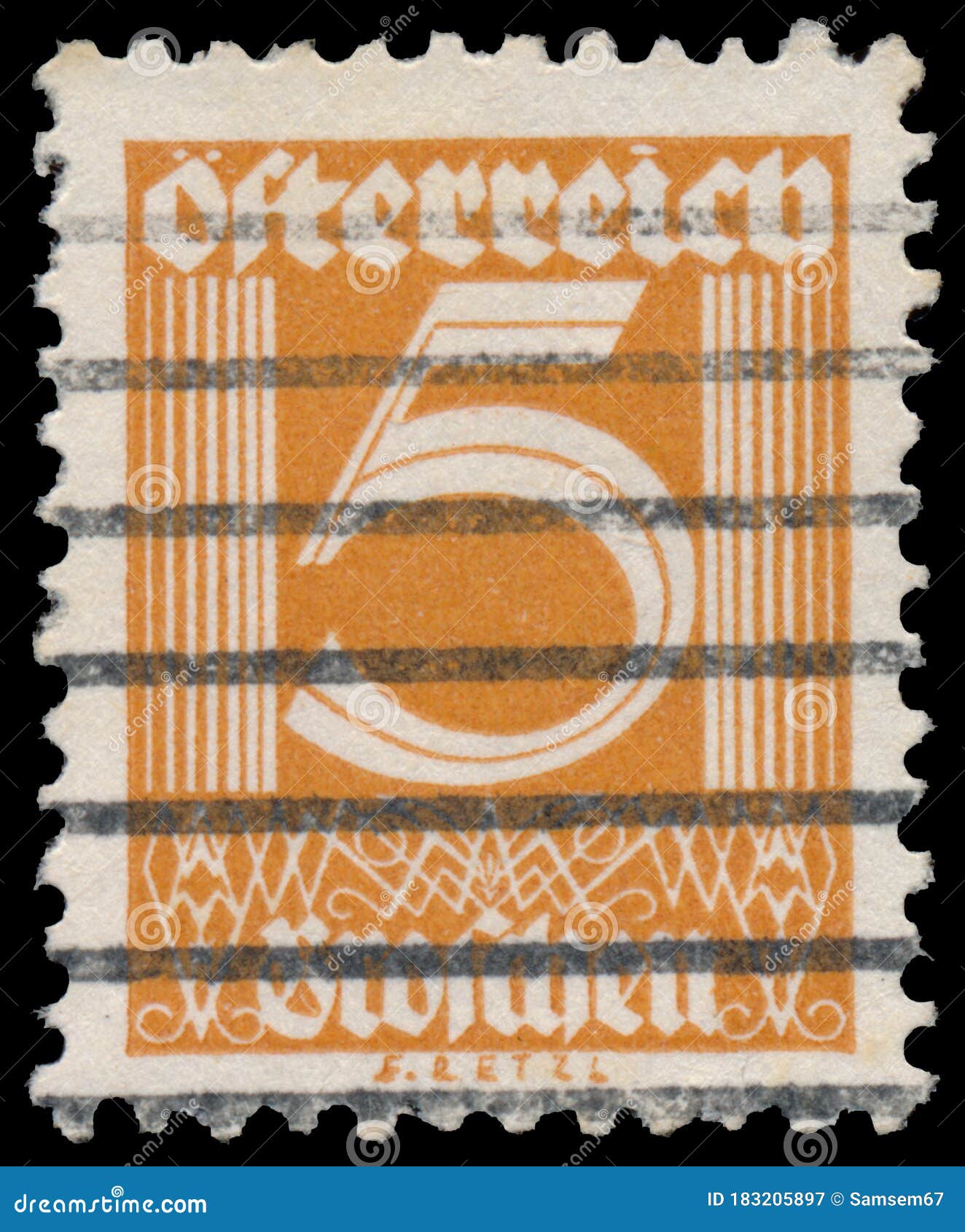 Stamp Printed in Austria Shows Number 5 Editorial Photography - Image ...